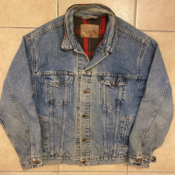 Levi's | Jackets & Coats | Levis Flannel Lined Denim Jacket Xl ...